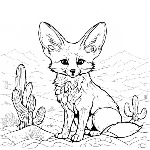Download Fennec Fox Coloring Page in Desert Landscape Coloring pages ...