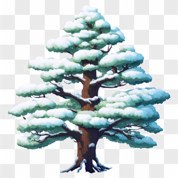 Download Snow-Covered Tree in Nature Cartoons Online - Creative Fabrica