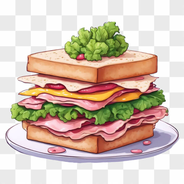 Download Delicious Stacked Sandwich with Ham and Cheese Cartoons Online ...
