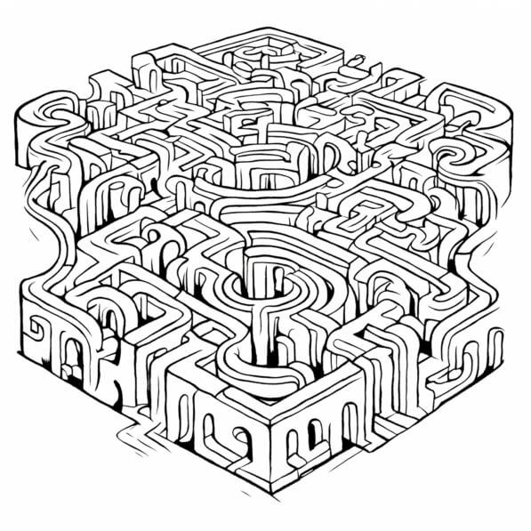 Descarga Arte Intrincado de Laberinto Tridimensional Páginas para ...