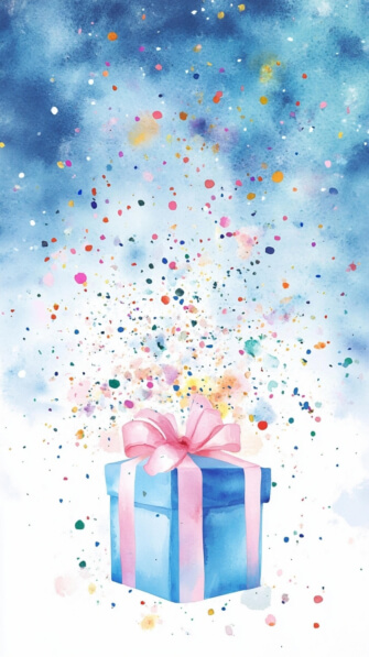 Download Colorful Gift Box with Confetti Backgrounds Online - Creative ...