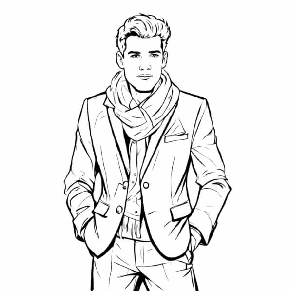 Download Stylish Young Man in Elegant Suit Coloring pages Online ...