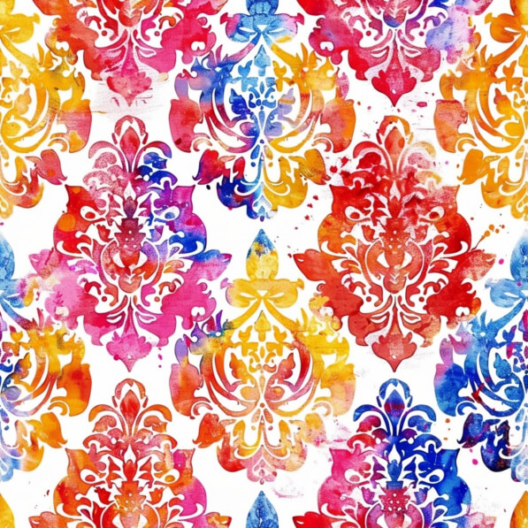 Download Vibrant Watercolor Damask Pattern Patterns Online - Creative ...