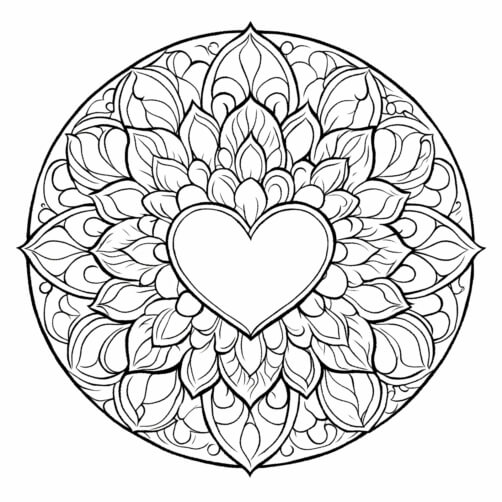 Download Intricate Black and White Mandala Design with Heart Motif ...