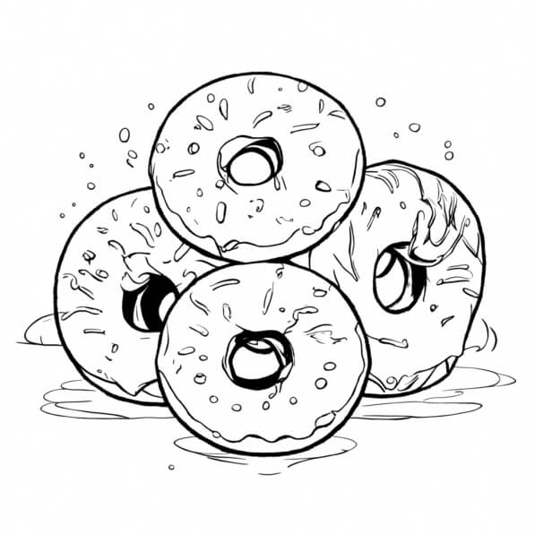 Download Stack of Donuts Coloring pages Online - Creative Fabrica
