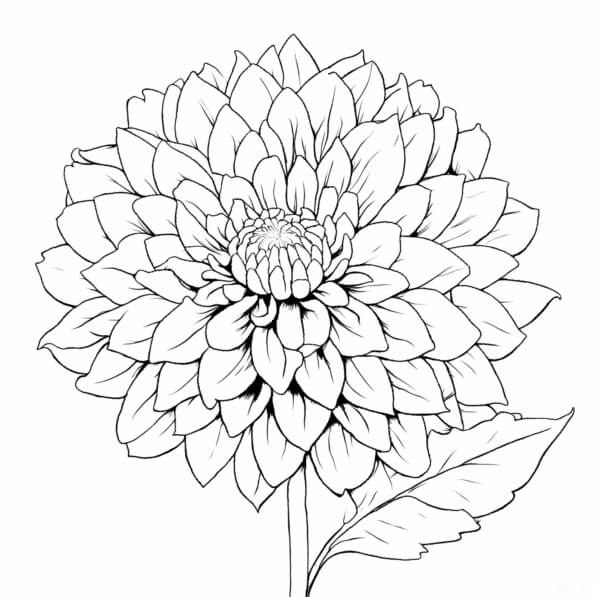 Download Line Drawing of a Dahlia Flower Coloring pages Online ...