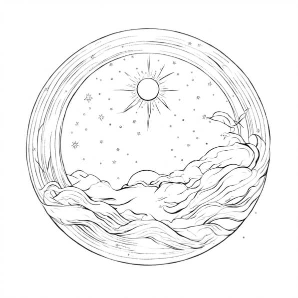 Descarga Dibujo de Paisaje de Arte Lineal Circular Páginas para ...