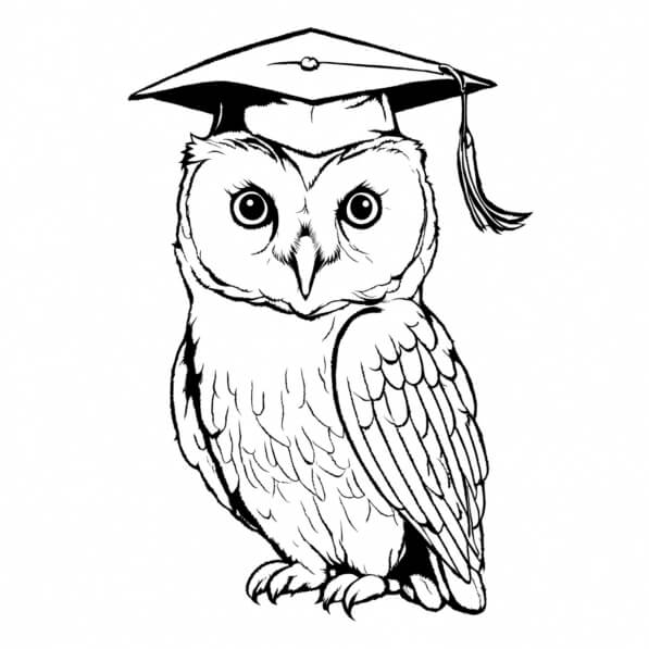 Download Cartoon Owl Wearing Graduation Cap Coloring pages Online ...