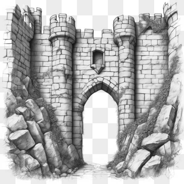Download Medieval Castle Gate Sketch Sketches Online - Creative Fabrica