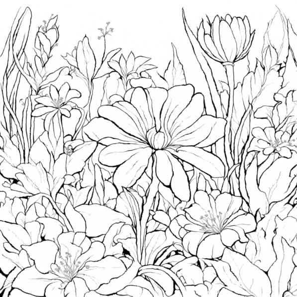 Download Intricate Floral Line Drawing Coloring pages Online - Creative ...