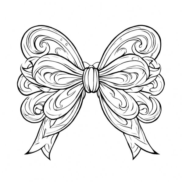 Download Intricate Bow Design with Elegant Swirls Coloring pages Online ...