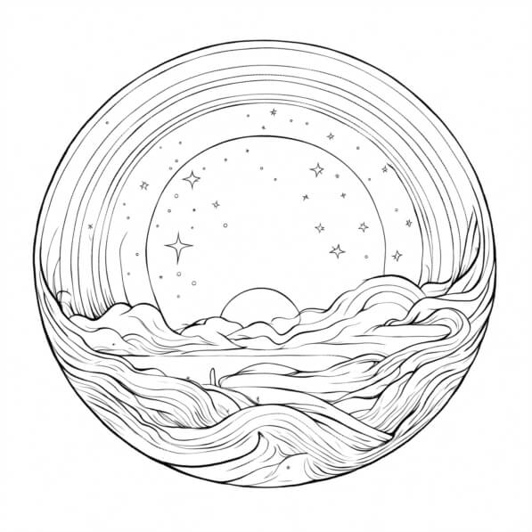 Download Intricate Circular Landscape Line Drawing Coloring pages ...
