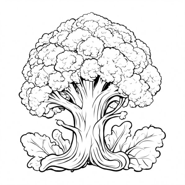 Download Whimsical Broccoli Tree Illustration Coloring pages Online ...