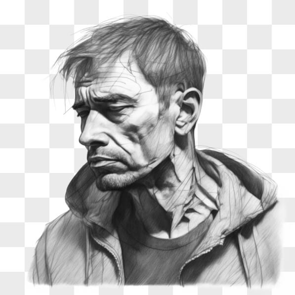 Download Detailed Sketch of a Weary Man Sketches Online - Creative Fabrica