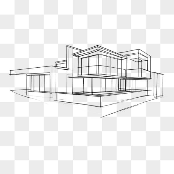 Download Minimalist Line Drawing of a Modern House Sketches Online ...
