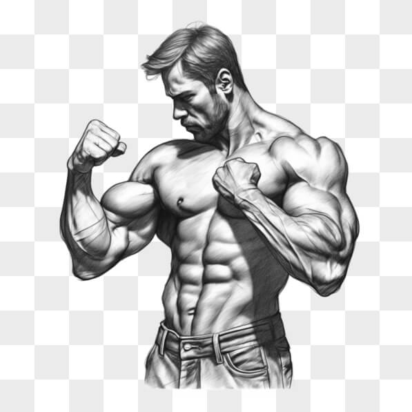 Download Muscular Man Flexing Bicep Sketches Online - Creative Fabrica