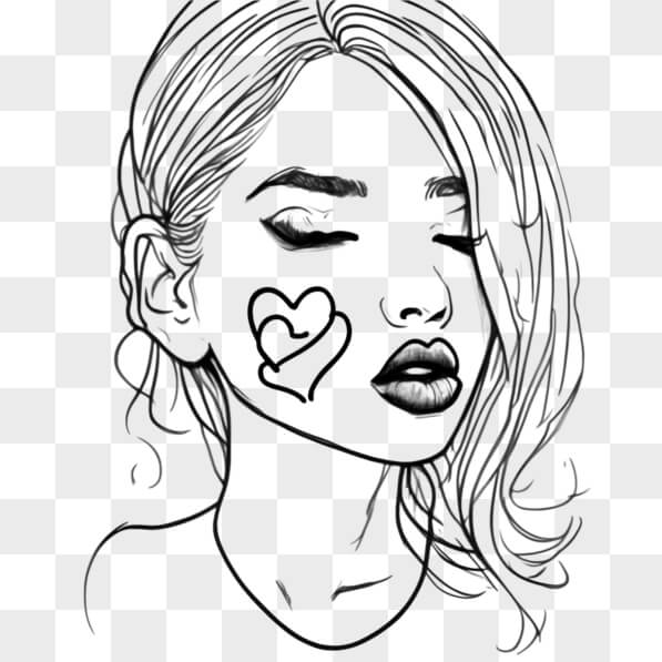 Descarga Retrato Estilizado De Una Mujer Con Diseño De Corazón Bocetos En Línea Creative Fabrica