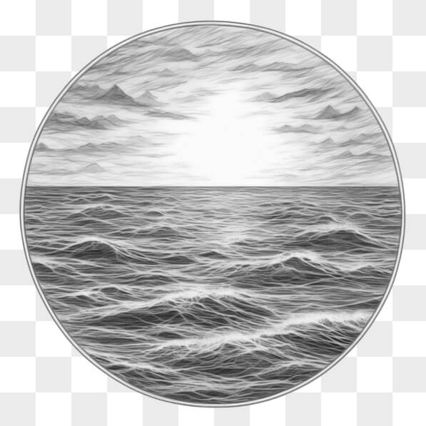 Download Monochrome Ocean Sunset Illustration Sketches Online ...