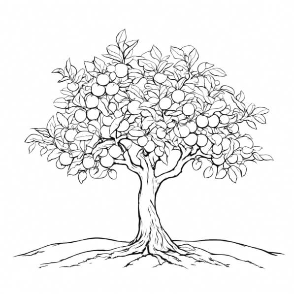Télécharger Illustration d'un arbre fruitier Pages de coloriage En ...
