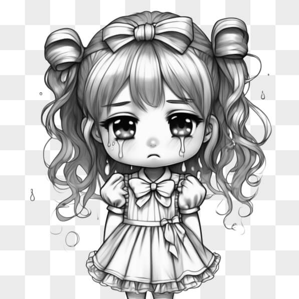 Download Chibi Girl with Tears in Monochrome Sketches Online - Creative ...