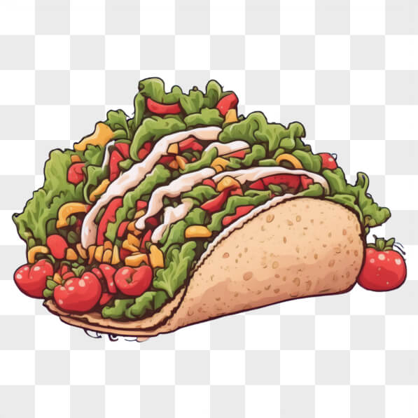 Download Colorful Taco Filled with Fresh Ingredients Cartoons Online ...