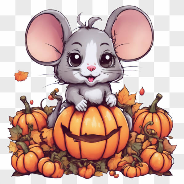 Download Cartoon Mouse with Pumpkins and Autumn Leaves Cartoons Online ...