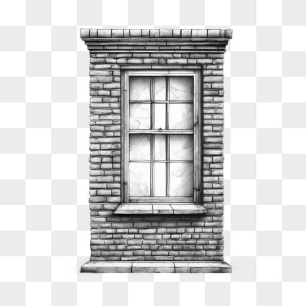 Download Sketch of a Brick Window Sketches Online - Creative Fabrica
