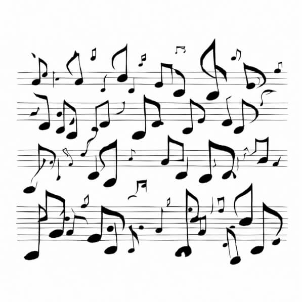 Download Musical Notation with Various Notes and Staff Lines Coloring ...