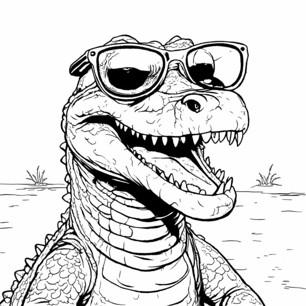Download Cartoon Crocodile with Sunglasses Coloring pages Online ...