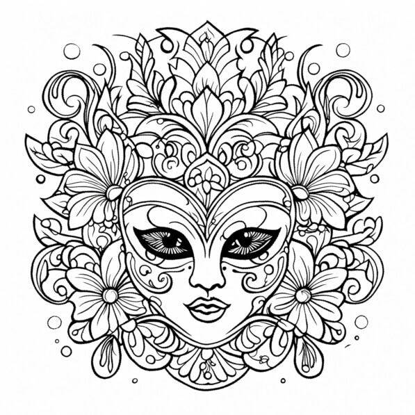 Descarga Ilustración Intrincada de Máscara en Blanco y Negro Páginas ...