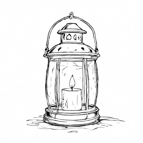 Download Vintage Lantern with Candle Coloring pages Online - Creative ...