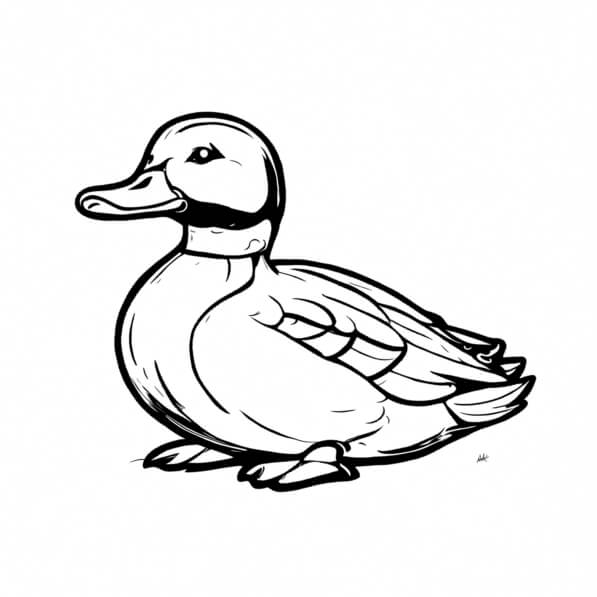 Descarga Ilustración Estilizada de un Pato Páginas para colorear En ...