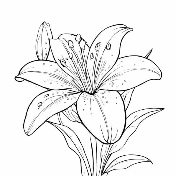 Download Intricate Line Drawing of a Lily Flower Coloring pages Online ...