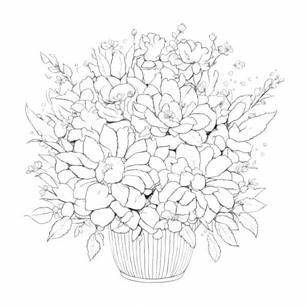 Download Intricate Flower Bouquet Line Drawing Coloring pages Online ...