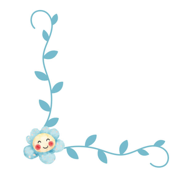 Download Playful Blue Flower with Vines Illustration Borders & Corners ...