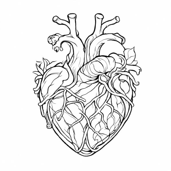Scarica Illustrazione Artistica di un Cuore Umano con Elementi Botanici ...