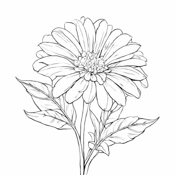 Download Detailed Line Drawing of a Flower Coloring pages Online ...
