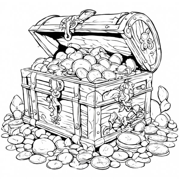 Download Treasure Chest Overflowing with Riches Coloring pages Online ...