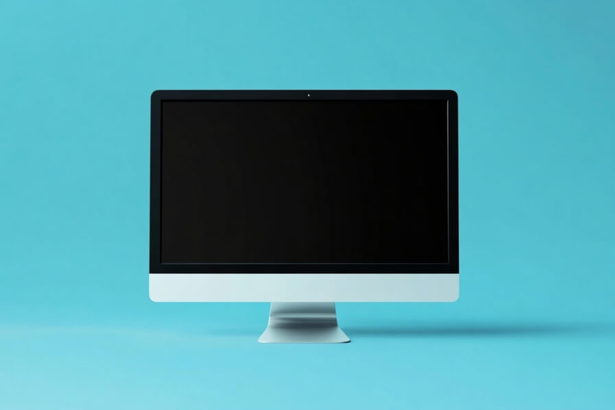 Pobierz narzędzie Nowoczesny monitor komputerowy na turkusowym tle ...