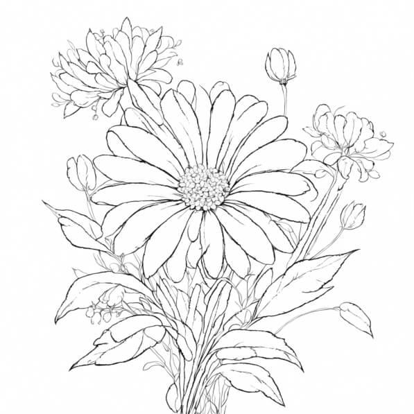Download Beautiful Line Art of Flowers Coloring pages Online - Creative ...