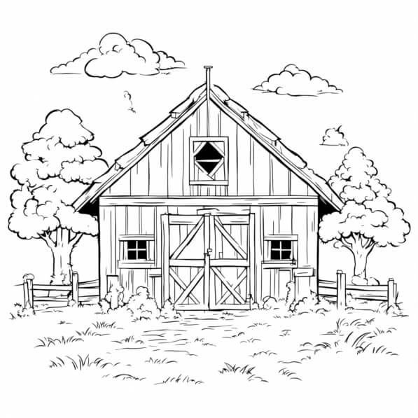 Télécharger Grange dans un Cadre Rural Pages de coloriage En Ligne ...