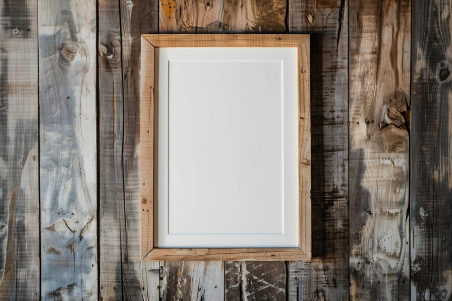 Download Blank Picture Frame on Rustic Wooden Wall Mockups Online ...