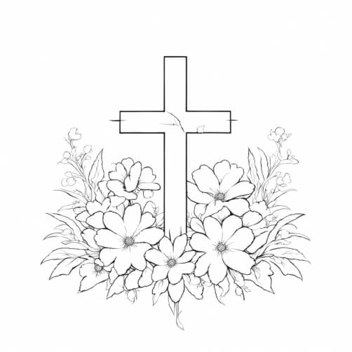 Download Cross Surrounded by Flowers Coloring pages Online - Creative ...