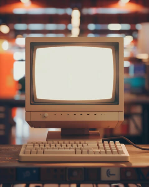 Download Retro Computer Monitor in a Modern Workspace Mockups Online ...