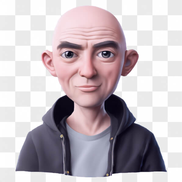 Download Stylized Character with Bald Head and Hoodie Cartoons Online ...