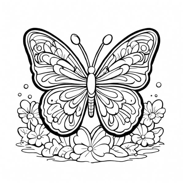 Download Butterfly and Flower Coloring Design Coloring pages Online ...
