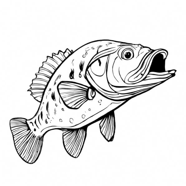 Download Dynamic Illustration of a Bass Fish Coloring pages Online ...