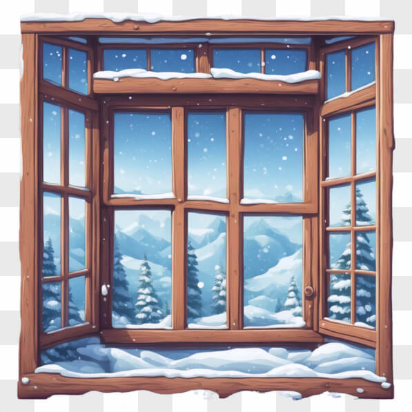 Download Winter Landscape Viewed Through a Snow-Covered Window Cartoons ...