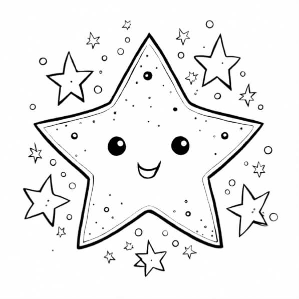 Download Cute Star Character with Cheerful Expression Coloring pages ...