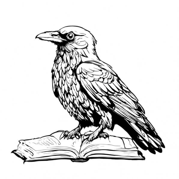 Download Raven Standing on an Open Book Coloring pages Online ...